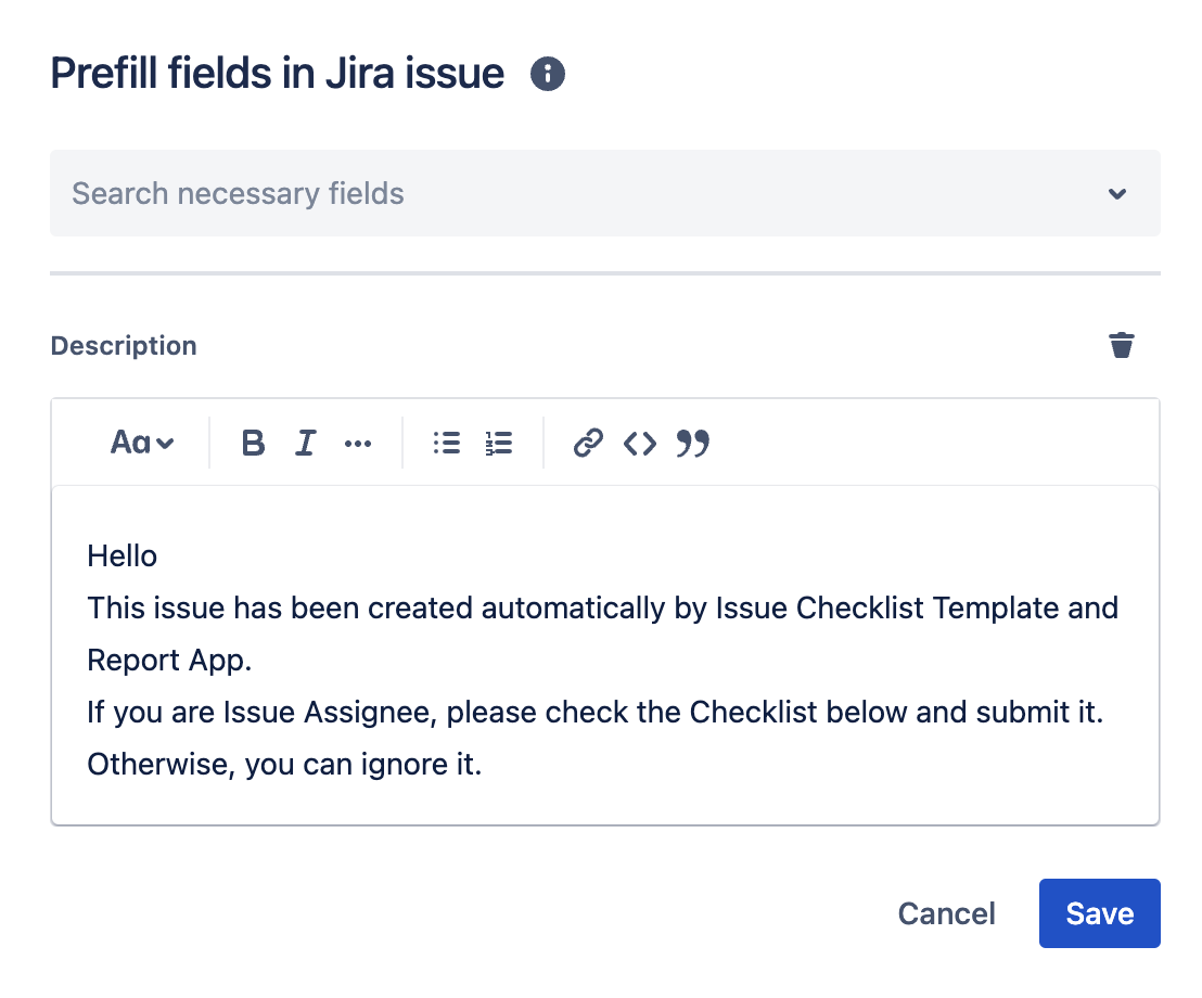 Prefill issue fields for future issue creation